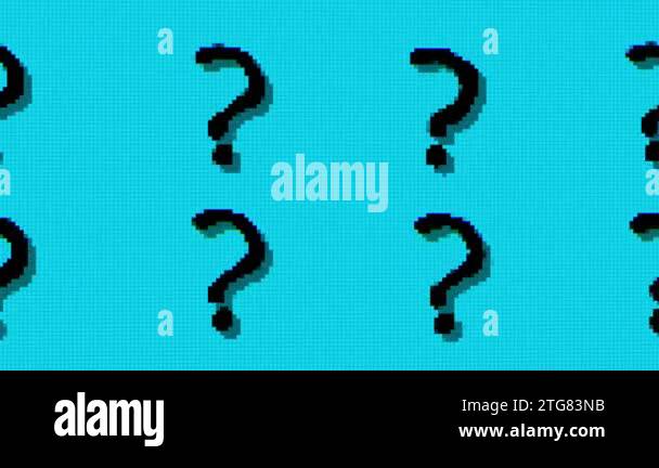 Distorted question marks moves seamlessly on a different colored neon ...