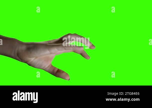 Female Hand Making Gestures on Chroma Key Green Screen. You can replace ...