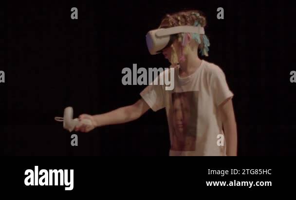 Young child tolerate fully immersive 3D virtual reality game play. VR ...