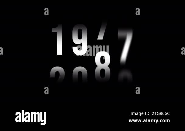 Analog counter counting up from 1960 to 2022 background. Time-lapse ...