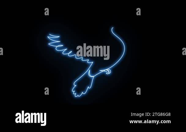 Neon pigeon in a modern abstract minimalist one line style. Symbol of ...