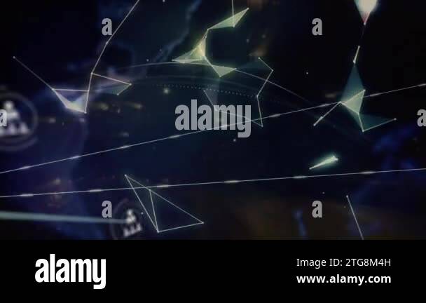 Animation of network of connections with people icons over fast traffic ...