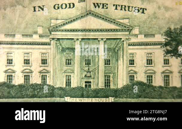 4K HD video zooming in on an image of the White House on the back of a ...