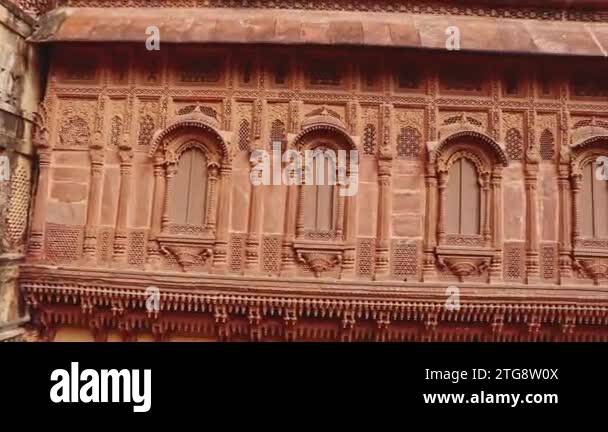 ancient fort artistic design view at morning from flat angle video ...
