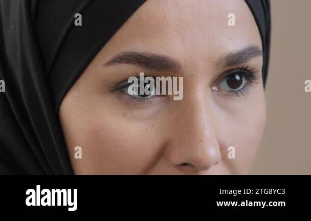Extreme close up female eyes arabian saudi islamic woman model face ...