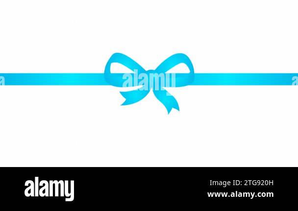 Animated blue ribbon with a bow. Vector illustration isolated on the ...
