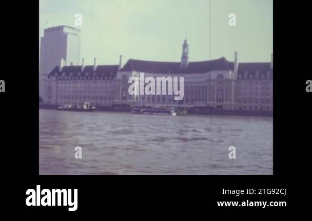 London, United Kingdom may 1973: London Thames navigation scenes in 70s ...