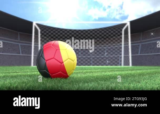Germany soccer ball, rolling into stadium with camera flashes. 3D ...