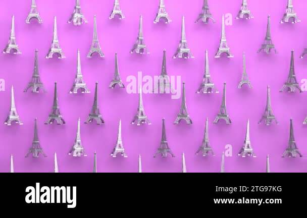 Rotating metal eiffel tower seamless looping animated background, Paris ...