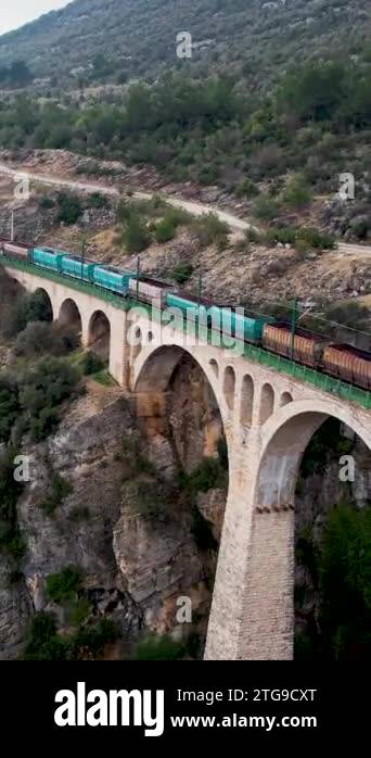 Aerial view of Stone bridge railway, Varda railway bridge, the bridge ...