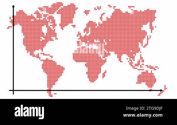 Animated red chart of financial decline with a trend line chart ...