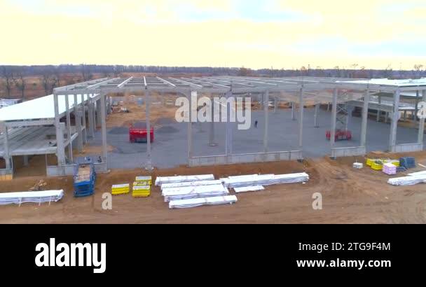 Construction of an industrial building. Reinforced concrete building ...