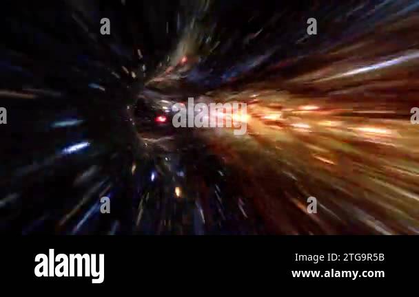 Abstract loop glow space star hyperspace speed warp tunnel through time ...
