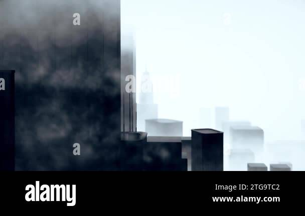 Architecture silhouette of downtown. minimalistic panoramic animation ...