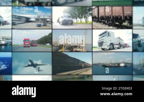 Delivery of goods by various means of transport. Multiscreen logistics ...
