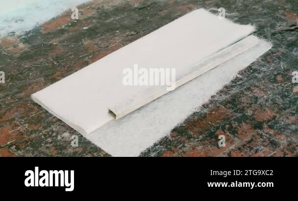 Preparation of the surface of a terrace for waterproofing with resin. A ...