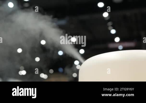 POV to the humid smoke from the air himidifier for fresh air Stock ...