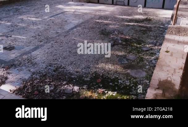 Pripyat, Ukraine, 2021 October. Ruined swimming pool in a ghost town ...