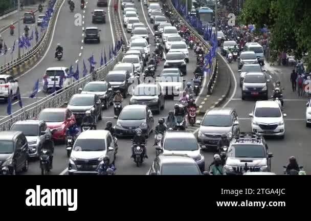 Jakarta, Indonesia-June 12, 2022: Traffic jam at fly over Kampung ...