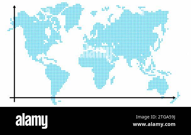 Animated blue chart of financial decline with a trend line chart ...