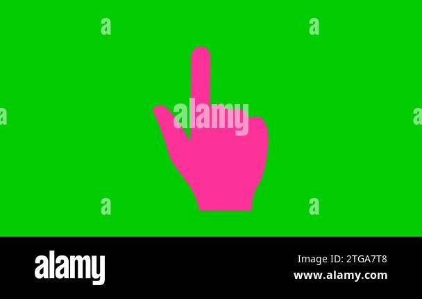Animated pink symbol of hand with forefinger. Index finger points ...