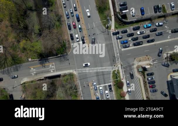 An aerial view of cars on highways at intersection with 360 spin Stock ...