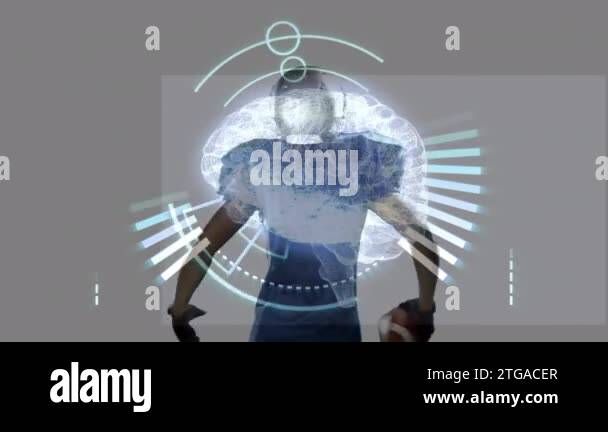 Animation of digital brain and scope scanning over african american ...