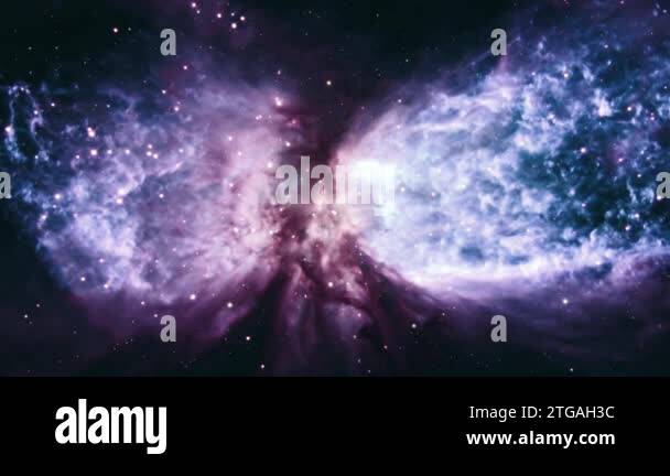 Galaxy space flight exploration into a star field in celestial snow ...