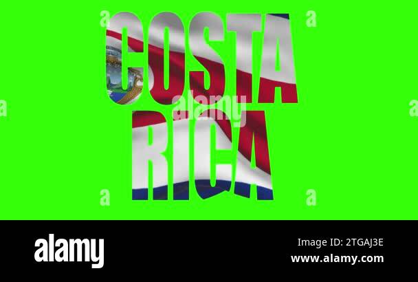 Costa Rica country lettering word text with flag waving animation on ...
