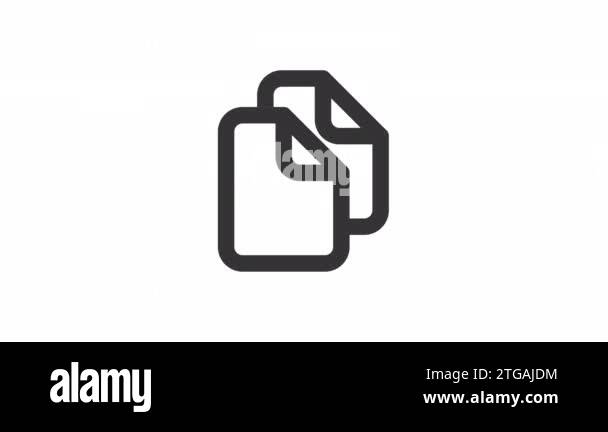Animated copy file line ui icon. Clipboard. Duplicate document. Seamless loop HD video with ...