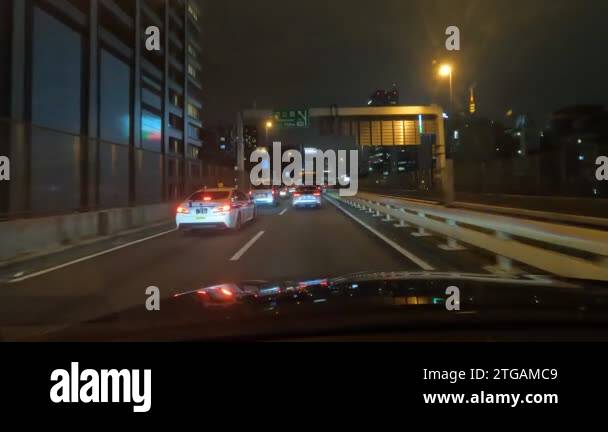 Tokyo Metropolitan Expressway Car driving Night View Japan shutoko ...