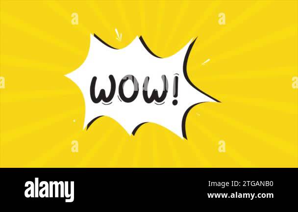 A comic strip cartoon animation, with the word Wow appearing. Yellow ...