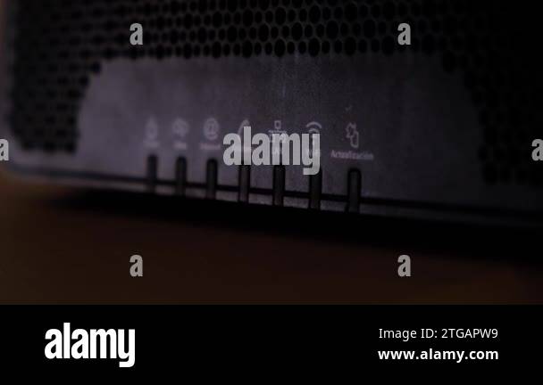 The led lights of a router blink when getting a wifi signal Stock Video ...