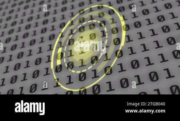 Animation of binary code over speedometer and grey background ...