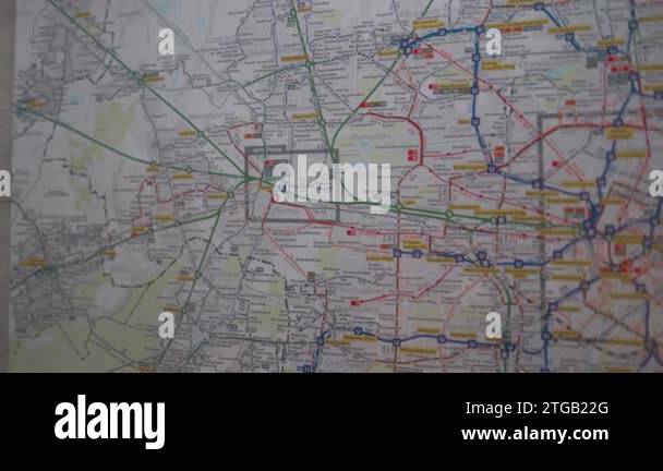Germany. Transport map of all public transport in Munich on the platform in the subway. Travel ...