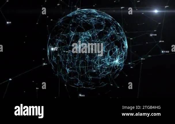 Particle World Universe of Plexus. abstract globe with particles and plexus structure lines and ...