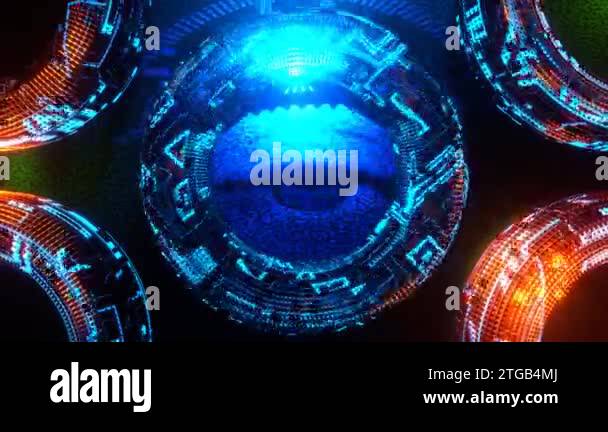 4K 3D animation. Blinking eye with tech interface. Technology ...