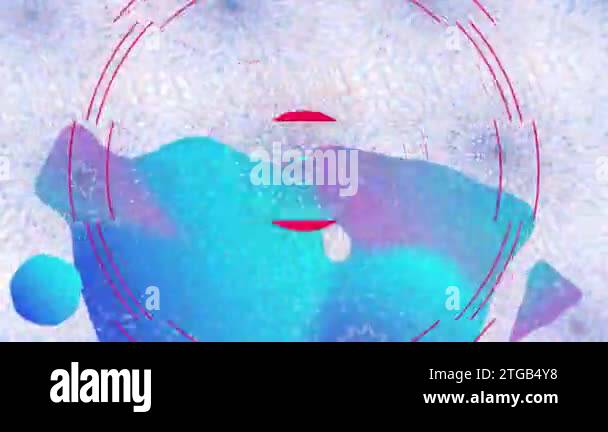 Animation of red and blue circular scanner processing over blue ...