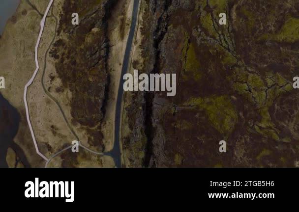 The well visible tectonic plate at Thingvellir National Park in Iceland ...