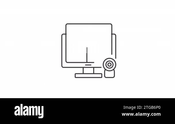 Animated group call linear icon. Technology of business communication ...