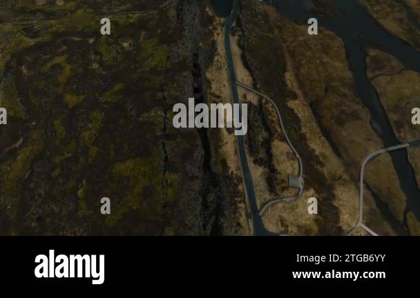 The well visible tectonic plate at Thingvellir National Park in Iceland ...