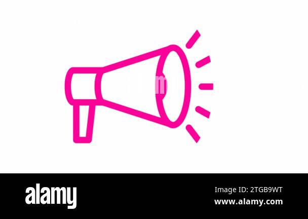 Animated pink line symbol of megaphone. Looped video. Concept of news ...