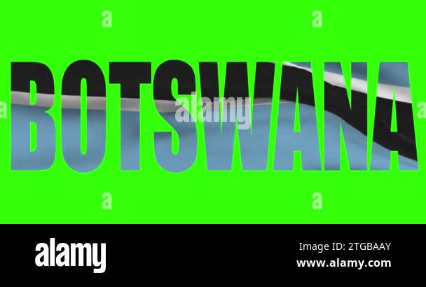 Botswana country lettering word text with flag waving animation on ...
