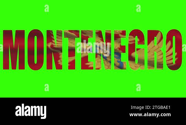 Montenegro country lettering word text with flag waving animation on ...