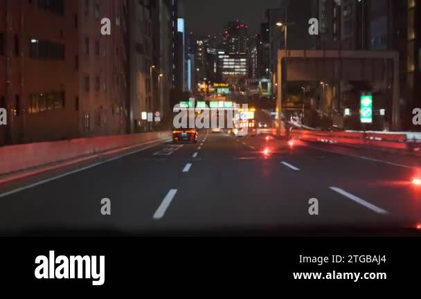 Tokyo Metropolitan Expressway Car driving Night View Japan shutoko ...