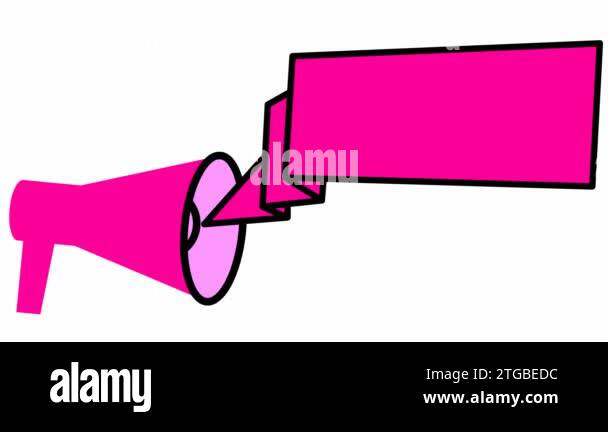 Animated symbol of pink megaphone with banner. Looped video with copy ...