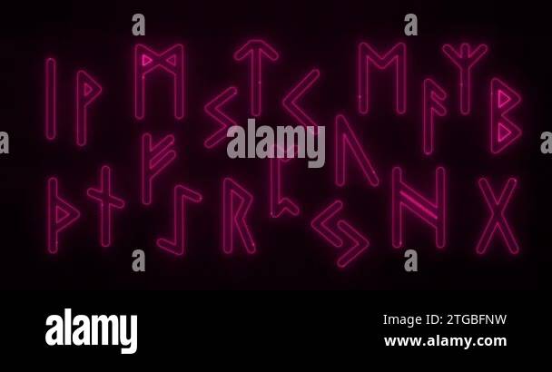 Glowing colorful neon magic rune symbols. Animation runes pattern ...