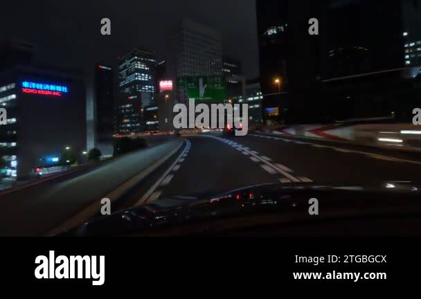 Tokyo Metropolitan Expressway Car driving Night View Japan shutoko ...