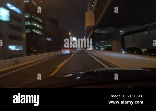 Tokyo Metropolitan Expressway Car driving Night View Japan shutoko ...