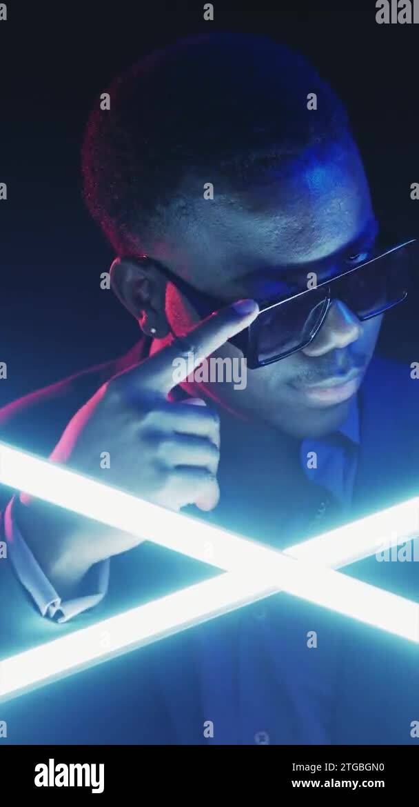 Winking man. Flirting mood. Nightclub loop. Boomerang motion. Gif clip ...